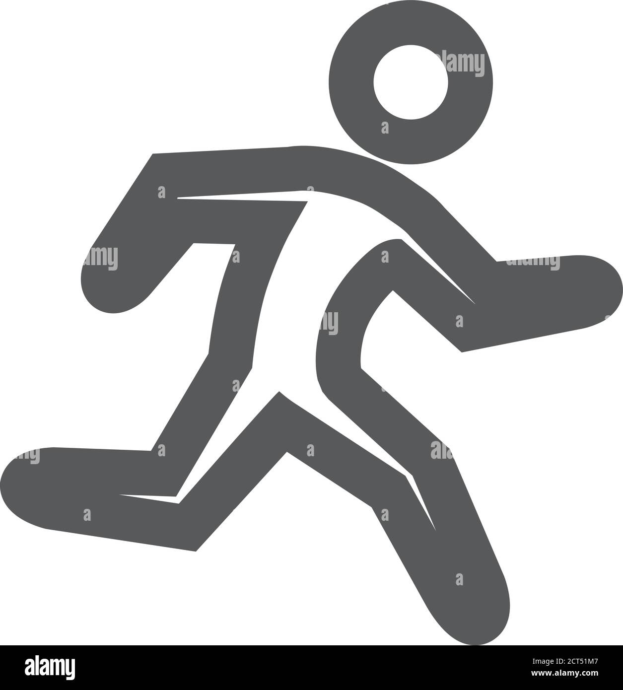 Running athlete icon in thick outline style. Black and white monochrome ...
