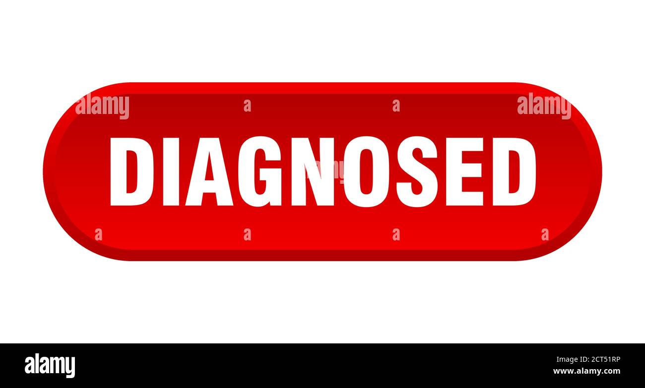 diagnosed button. rounded sign isolated on white background Stock ...