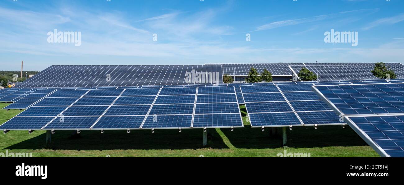 Panorama solar park solar energy renewable energy Stock Photo - Alamy