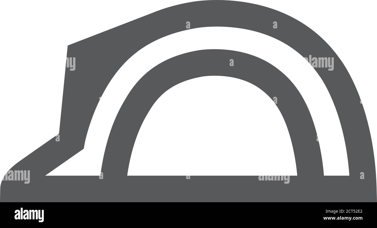 Hard hat icon in thick outline style. Black and white monochrome vector ...