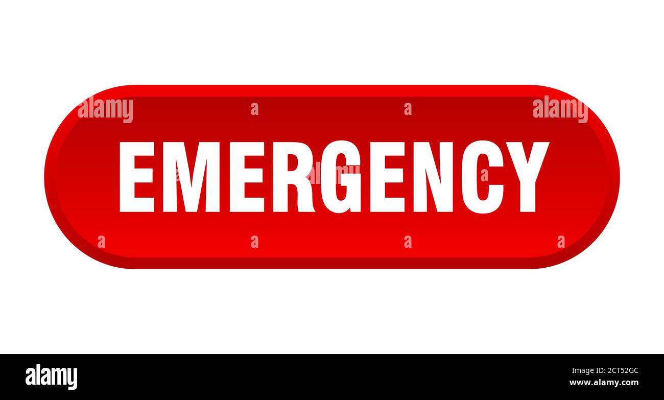 emergency button. rounded sign isolated on white background Stock ...