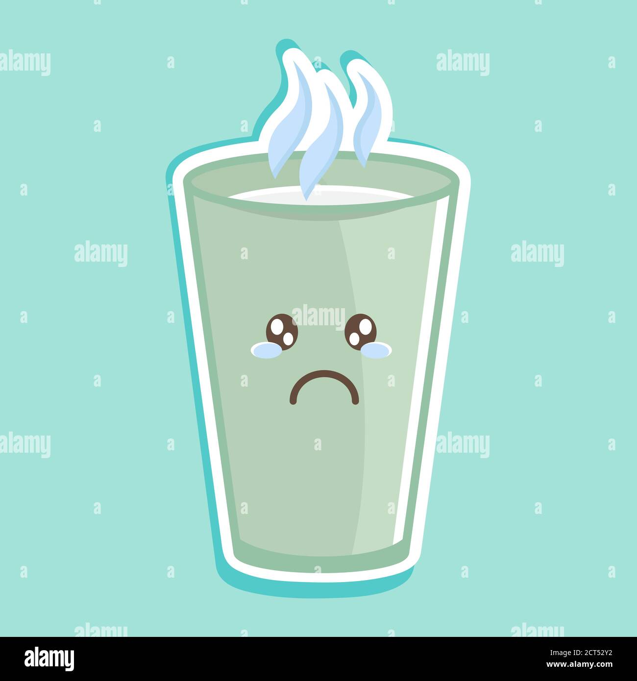 Simple vector illustration a cup of hot milk with a cute expression ...