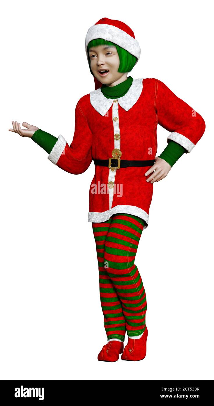 3D rendering of a little Christmas elf isolated on white background ...