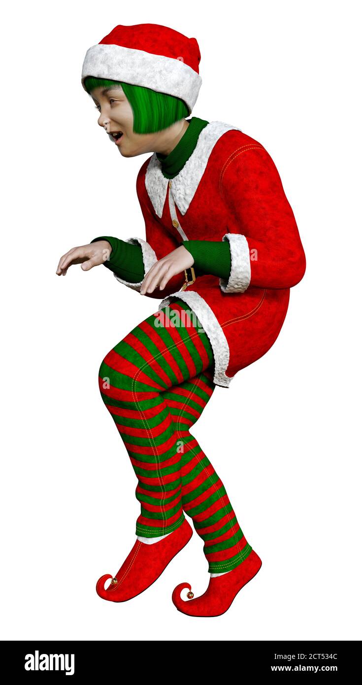 3D rendering of a little Christmas elf isolated on white background ...