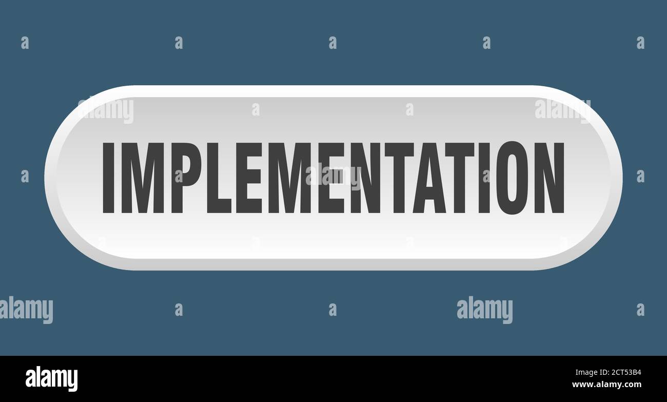 implementation button. rounded sign isolated on white background Stock ...
