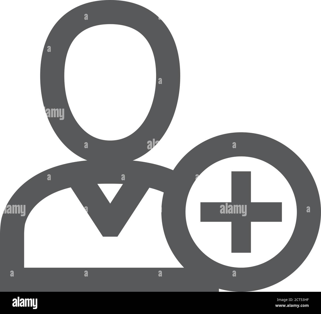 Add friend icon in thick outline style. Black and white monochrome ...