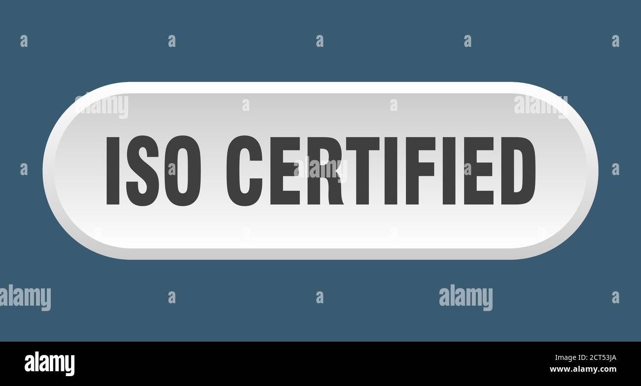 iso certified button. rounded sign isolated on white background Stock ...
