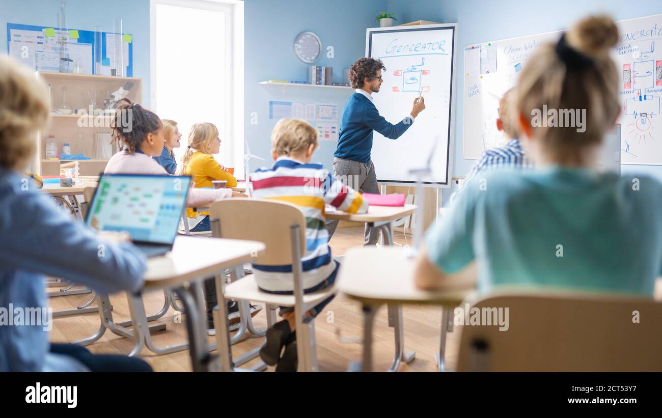 Elementary School Physics Teacher Uses Interactive Digital Whiteboard ...
