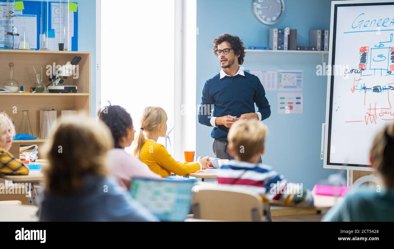 Elementary School Physics Teacher Uses Interactive Digital Whiteboard ...