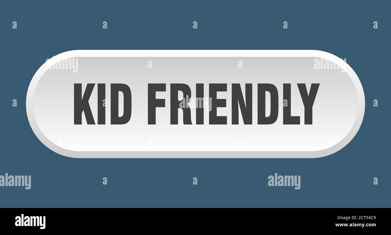 kid friendly button. rounded sign isolated on white background Stock ...