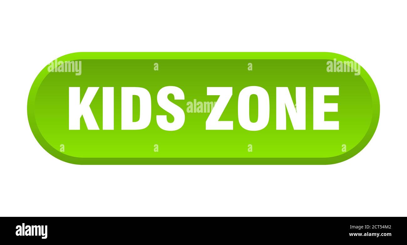 kids zone button. rounded sign isolated on white background Stock ...