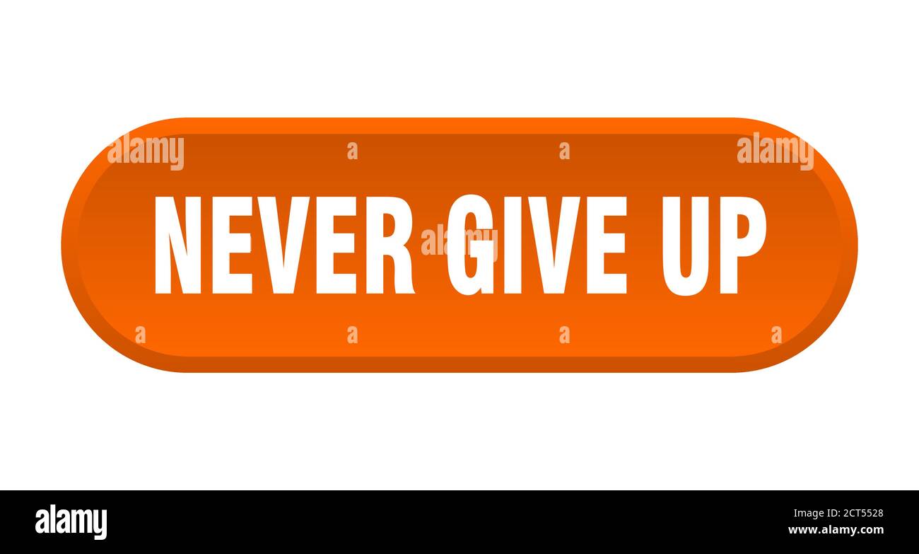 never give up button. rounded sign isolated on white background Stock ...