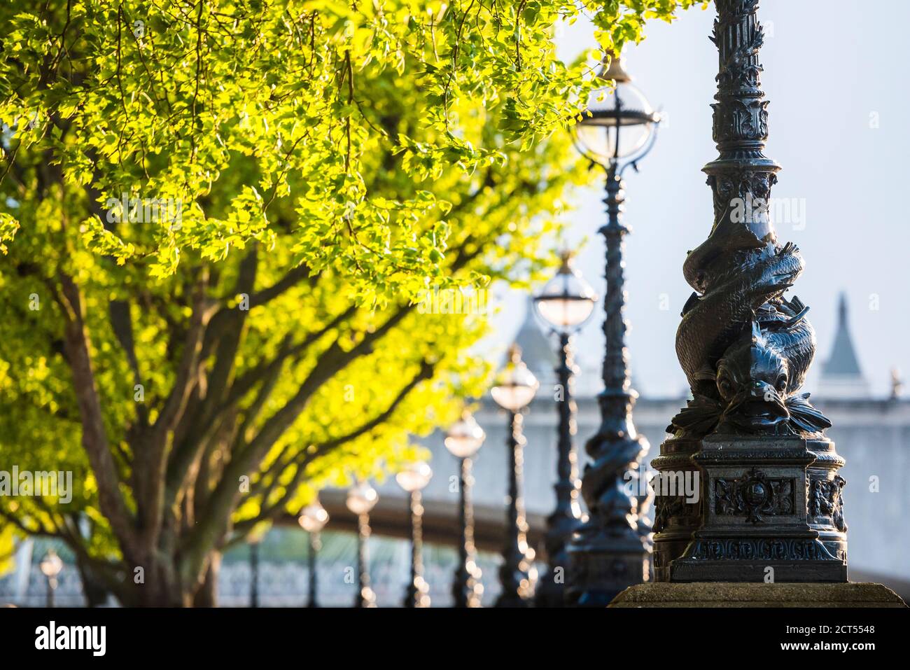 Dolphin lamp post, Southbank, Southwark, London, England Stock Photo ...
