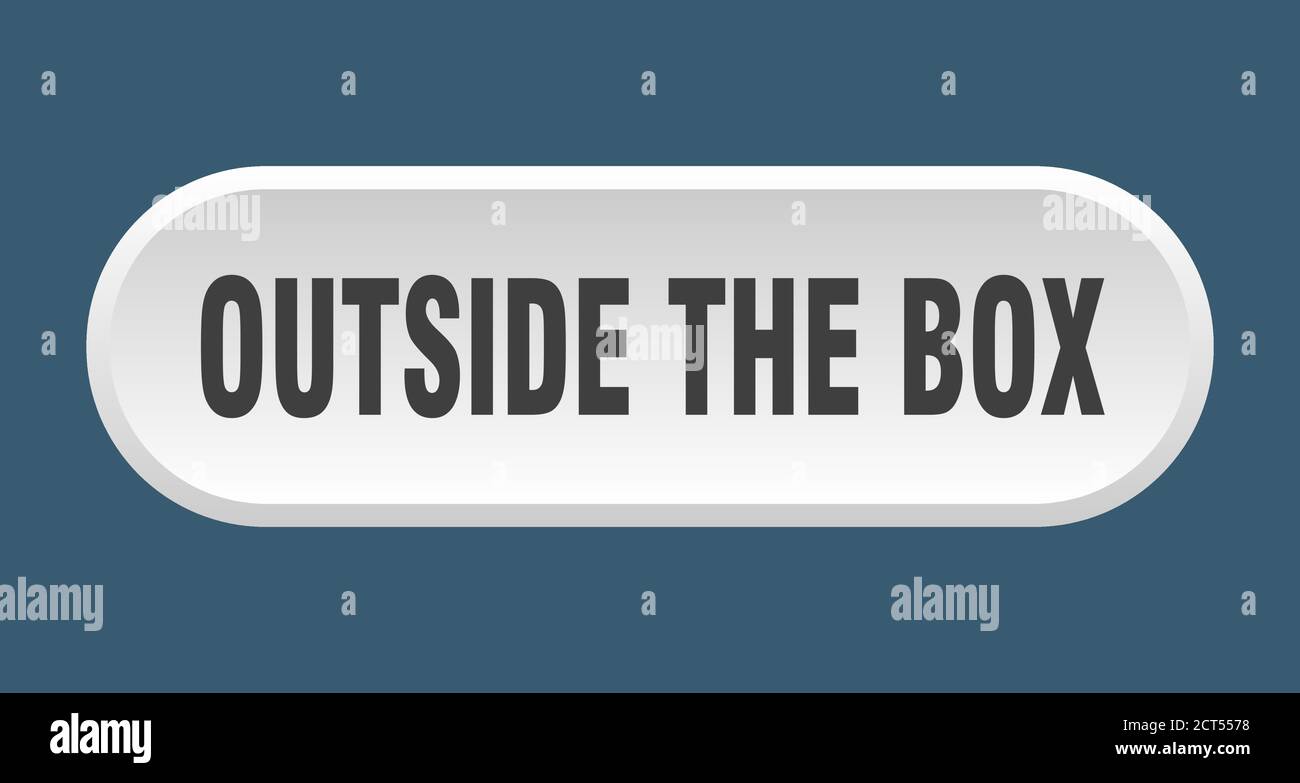 outside the box button. rounded sign isolated on white background Stock ...