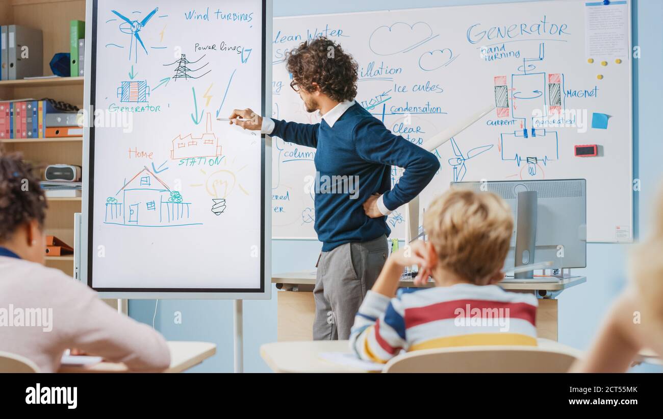 Elementary School Physics Teacher Uses Interactive Digital Whiteboard ...