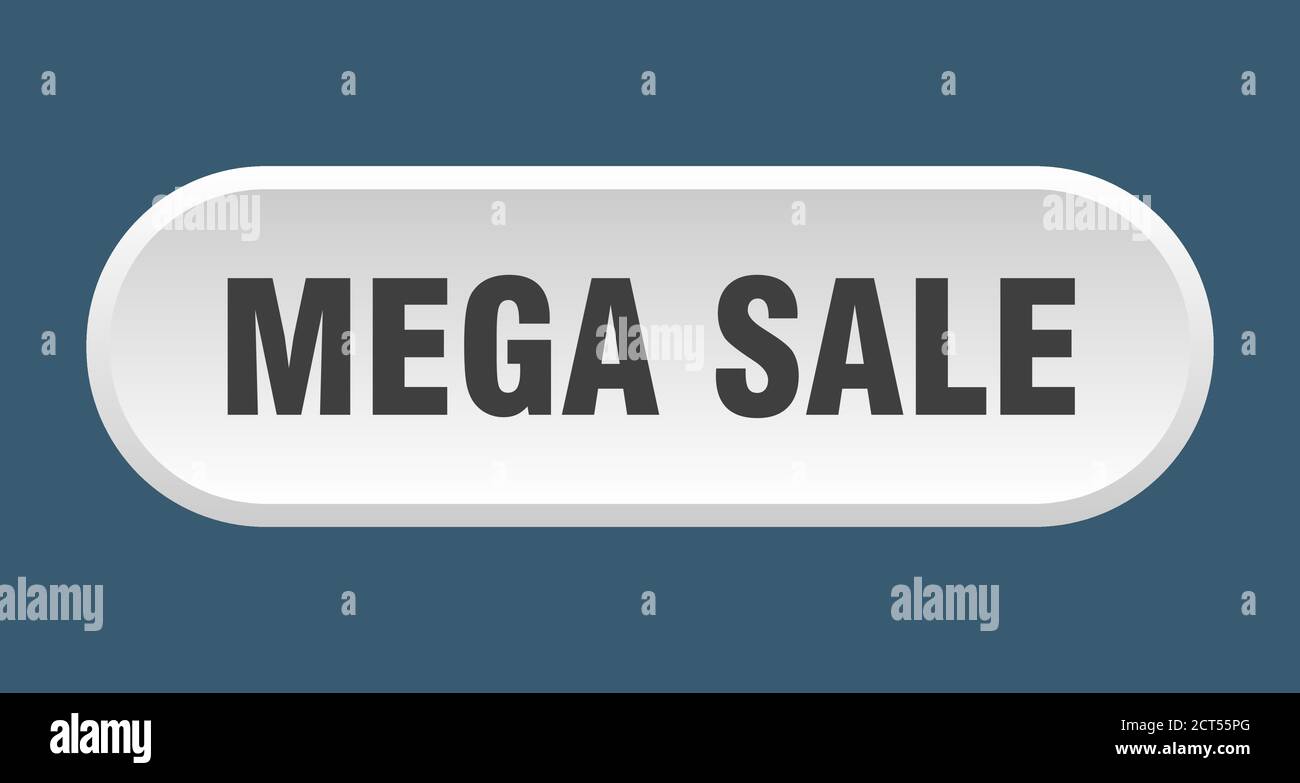 mega sale button. rounded sign isolated on white background Stock ...