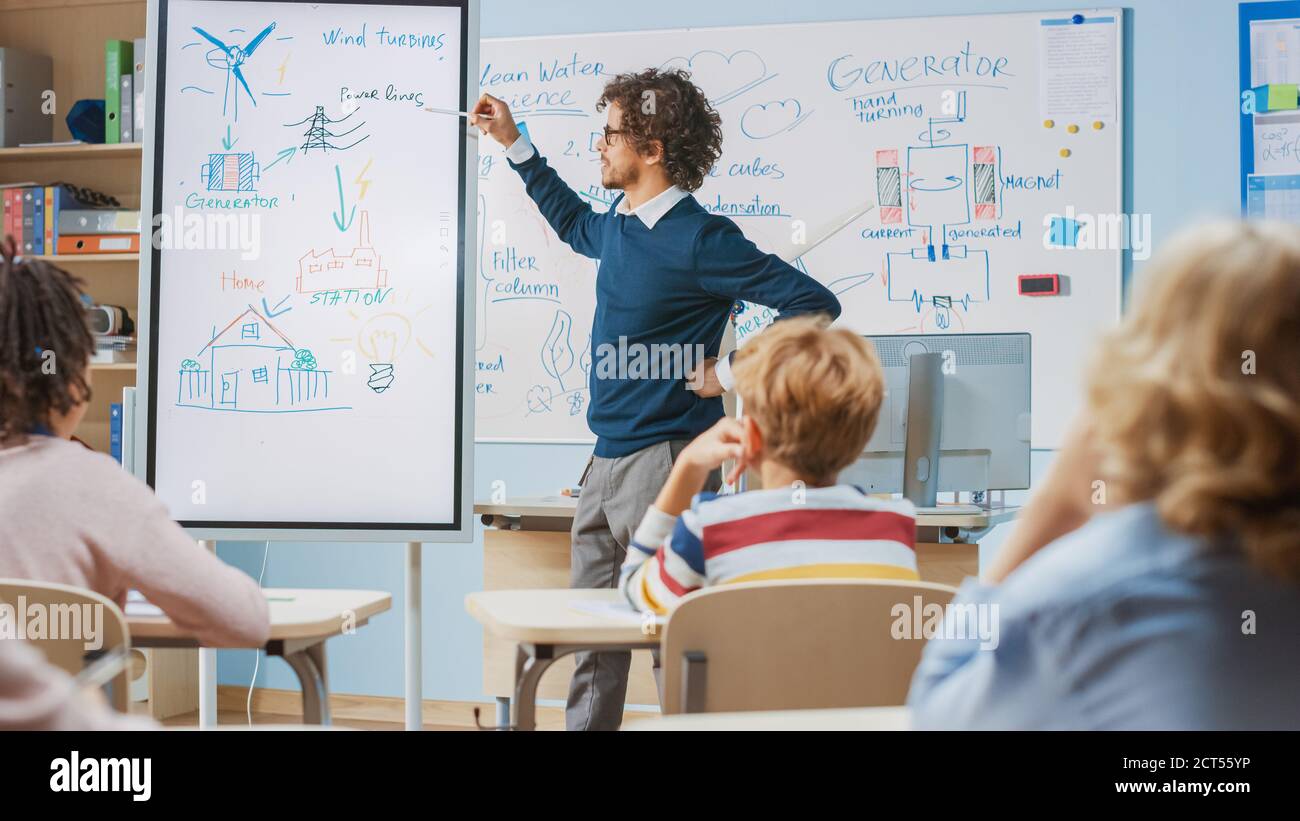 Elementary School Physics Teacher Uses Interactive Digital Whiteboard ...