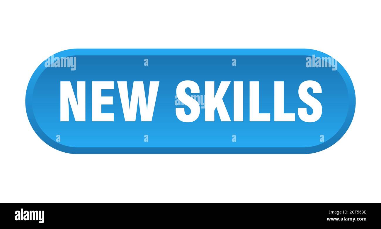 new skills button. rounded sign isolated on white background Stock ...