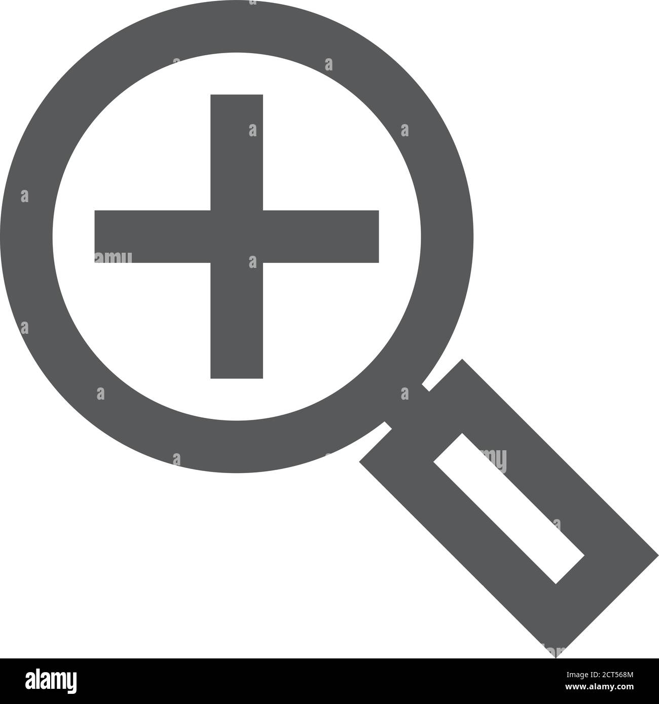 Magnifier icon in thick outline style. Black and white monochrome ...