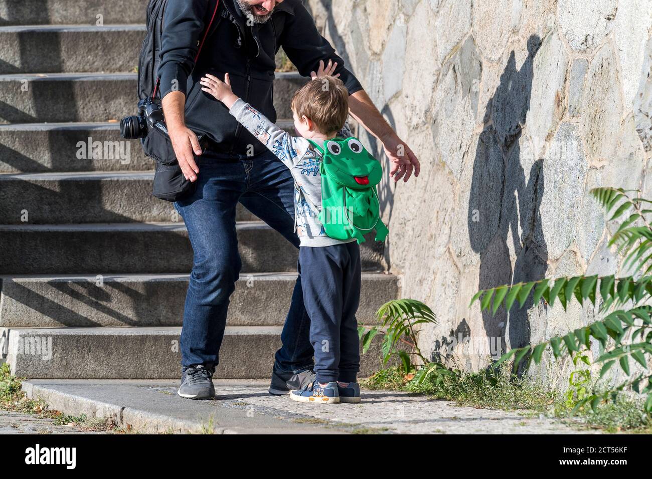 hearty welcome of son and father Stock Photo - Alamy