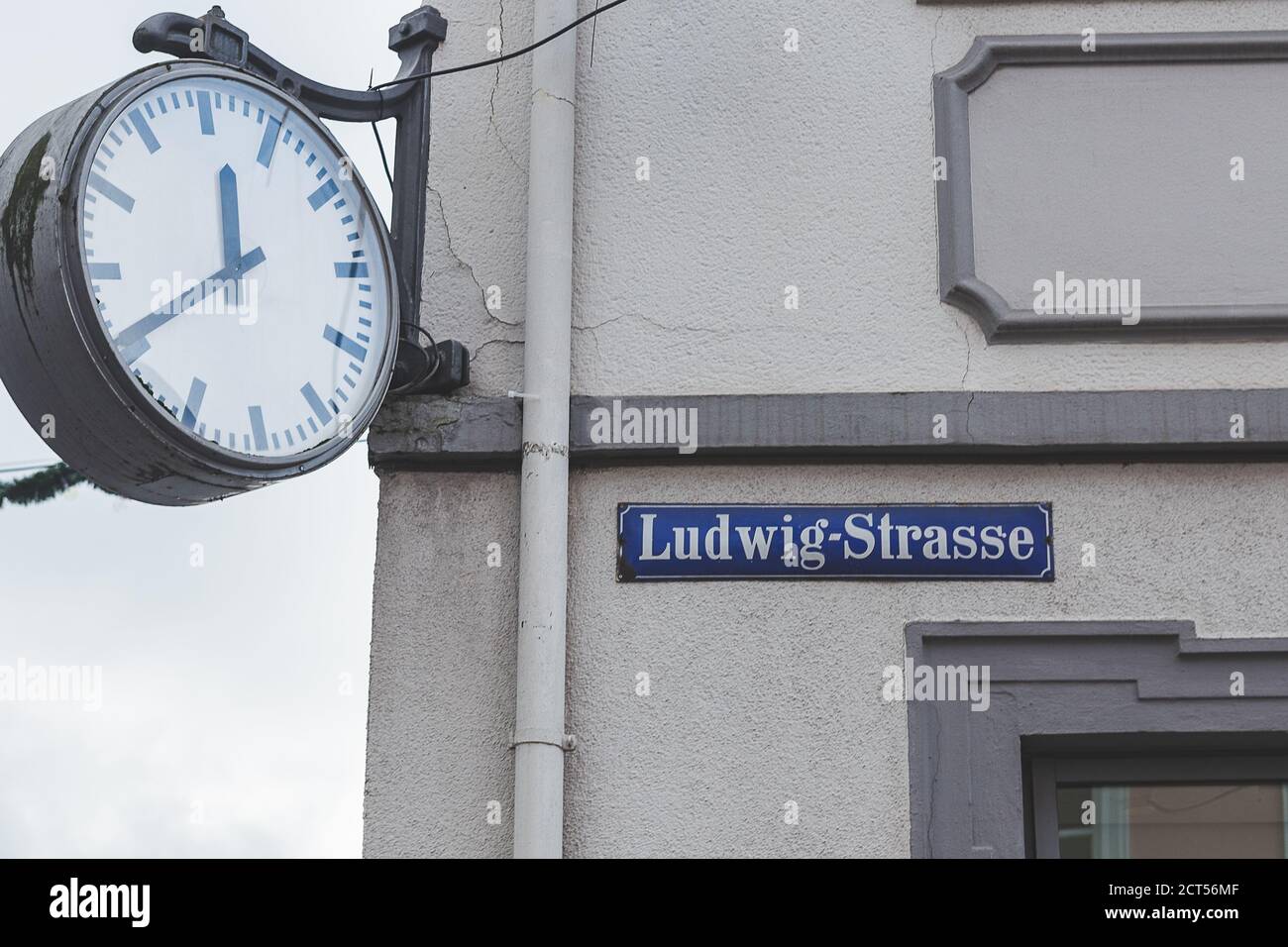 Ludwig-Strasse name sign in Bad Kissingen, Germany. A street name sign ...