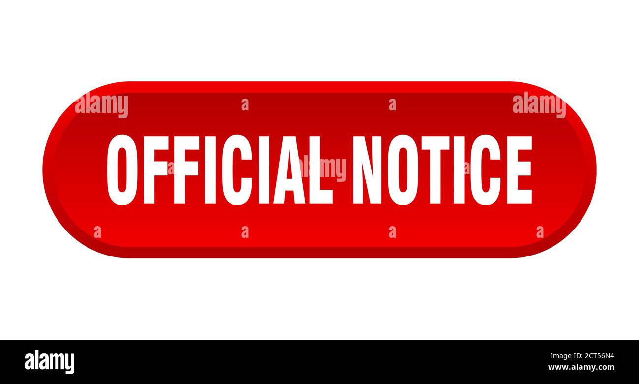 official notice button. rounded sign isolated on white background Stock ...