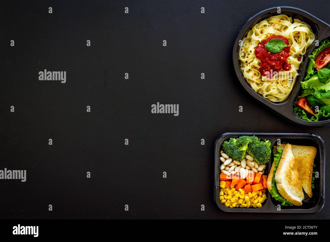 Restaurant food delivery, lunch boxes for daily nutrition, top view ...