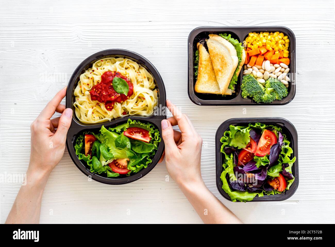 Restaurant food delivery. Take away lunch in boxes Stock Photo - Alamy