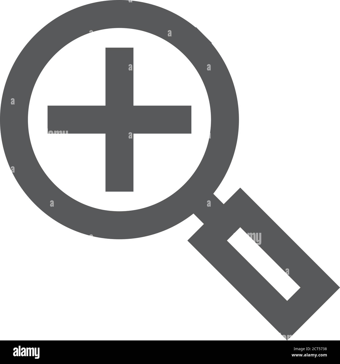 Magnifier icon in thick outline style. Black and white monochrome ...
