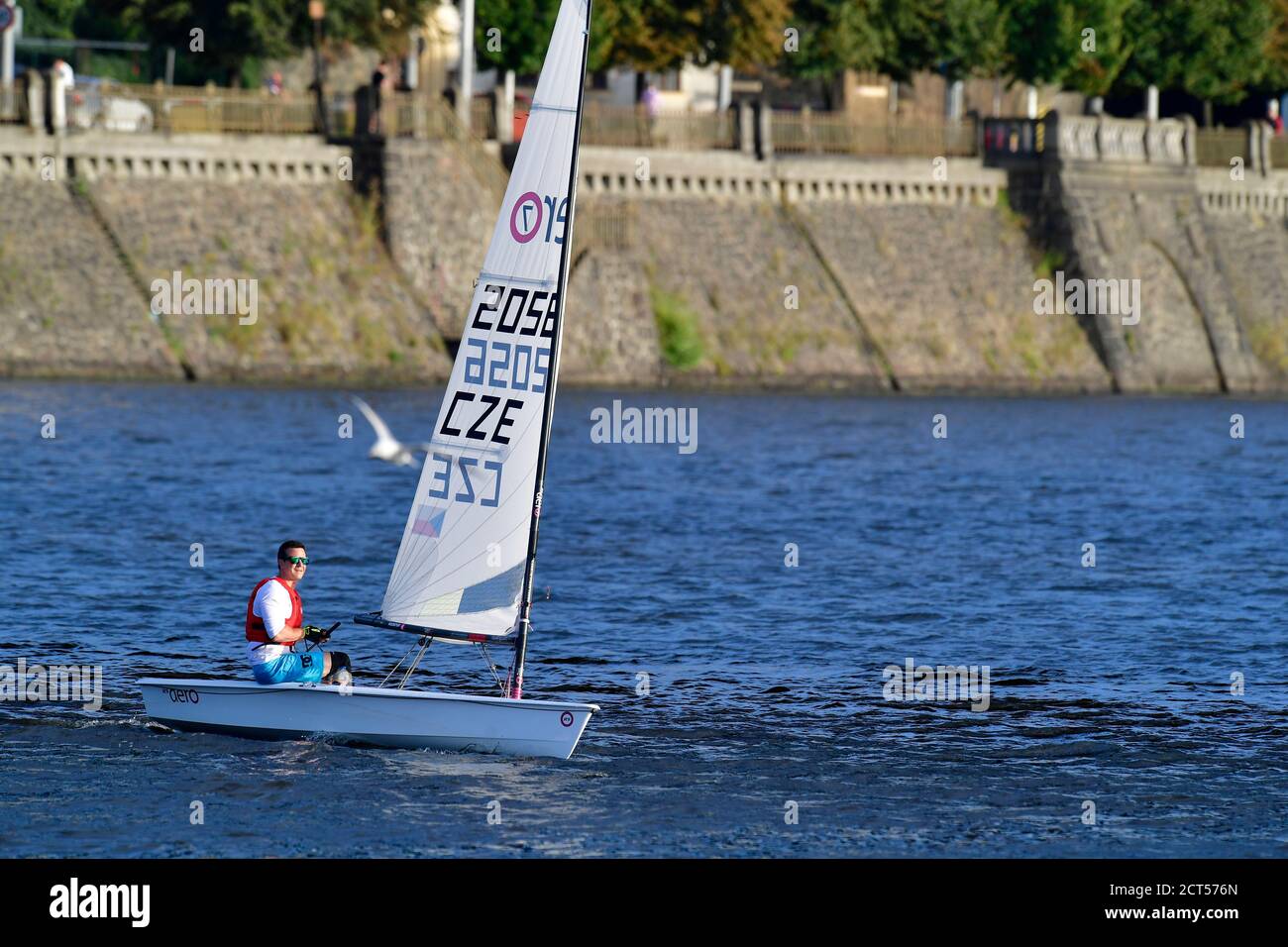Yacht on city river hi-res stock photography and images - Alamy