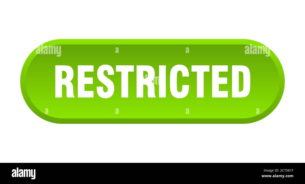 restricted button. rounded sign isolated on white background Stock ...