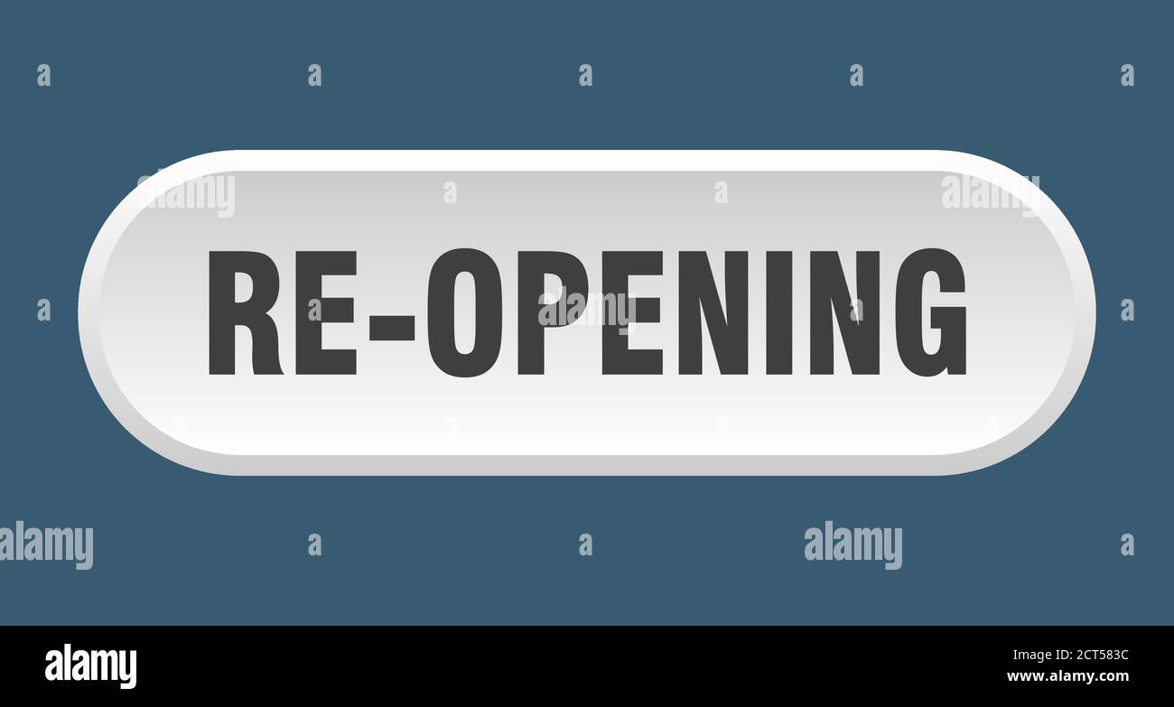 re-opening button. rounded sign isolated on white background Stock ...