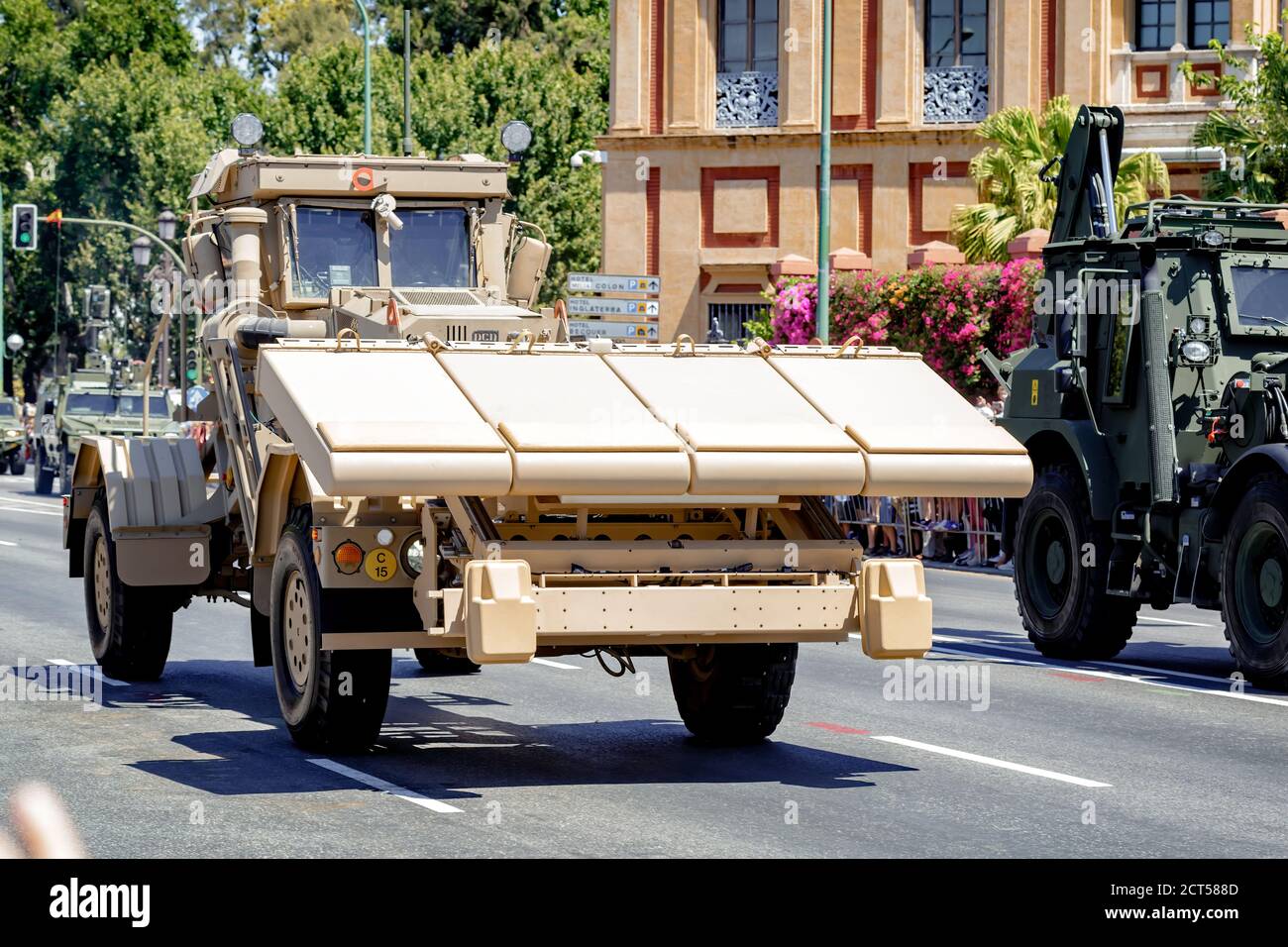 Seville, Spain - June 01, 2019: Campaign Artillery Group. Land army ...