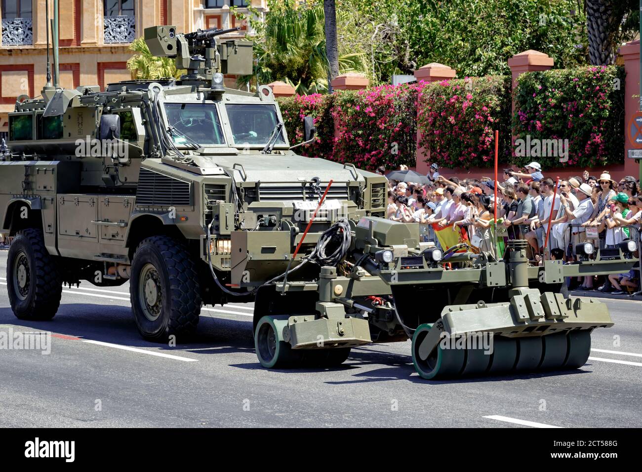 Seville, Spain - June 01, 2019: Campaign Artillery Group. Land army ...