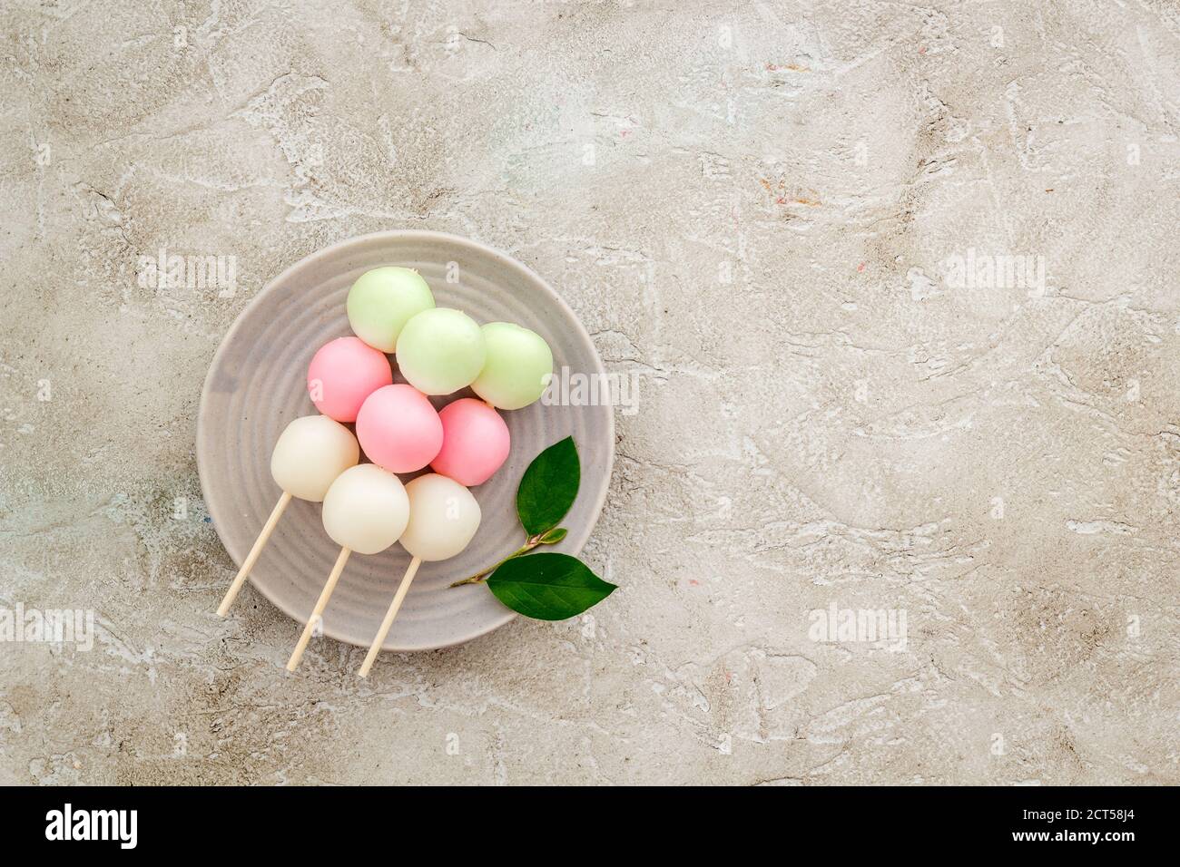 Japanese three colored dumplings Dango, top view Stock Photo - Alamy