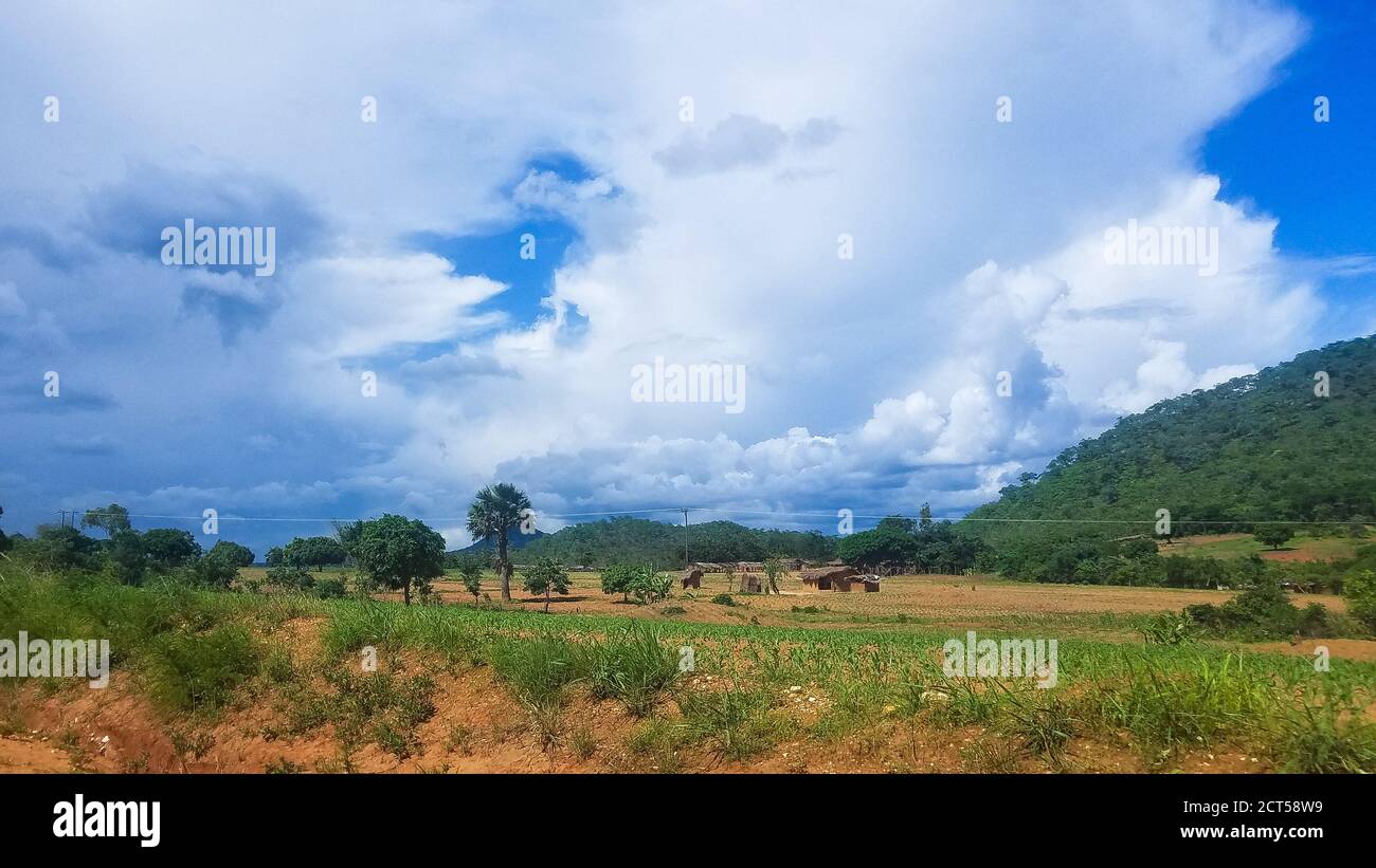 Local village with crops growing Stock Photo - Alamy