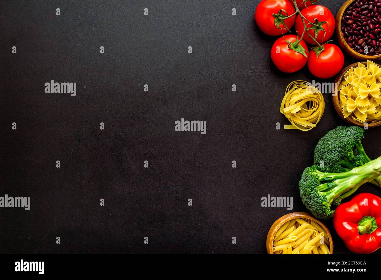 Healthy eating background with vegetables and herbs, top view Stock ...