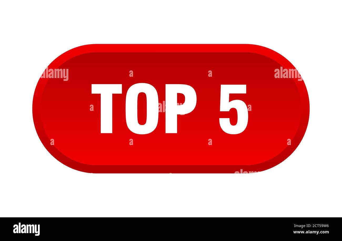 top 5 button. rounded sign isolated on white background Stock Vector ...
