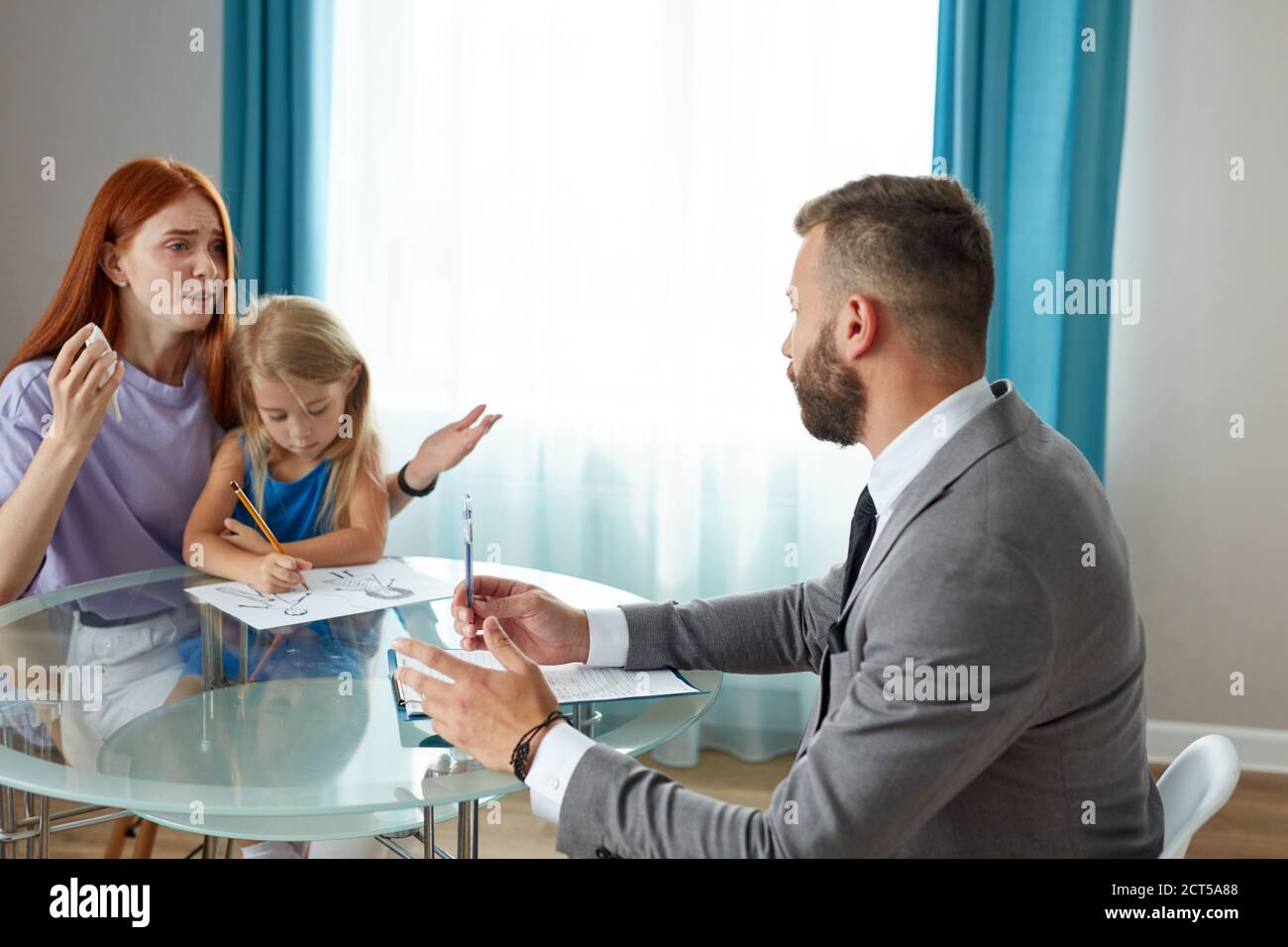 single lonely mother with kid girl and psychologist, husband left his ...