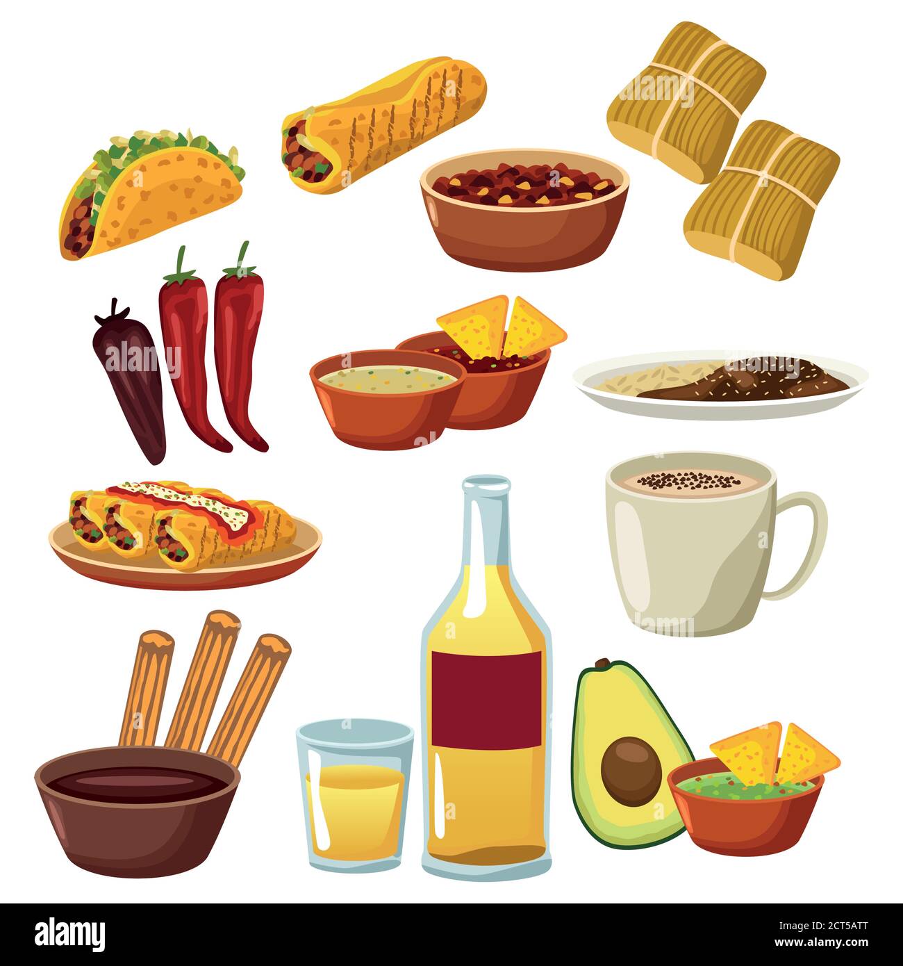 bundle of mexican food menu set icons vector illustration design Stock ...
