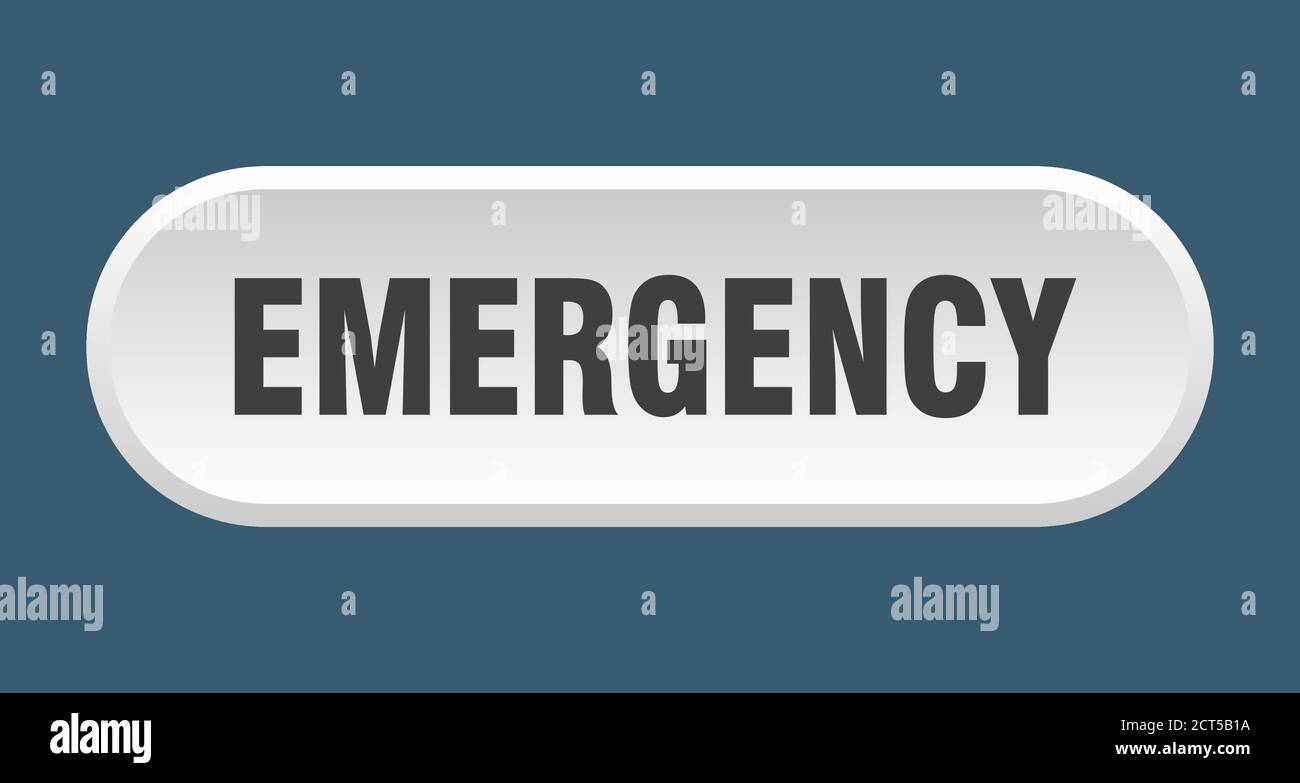 emergency button. rounded sign isolated on white background Stock ...