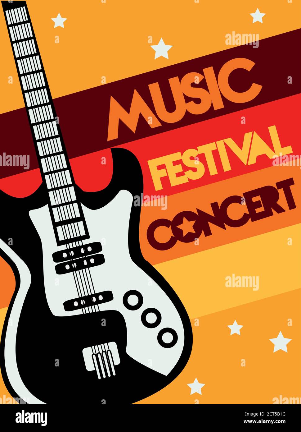 music festival poster with electric guitar instrument and lettering ...
