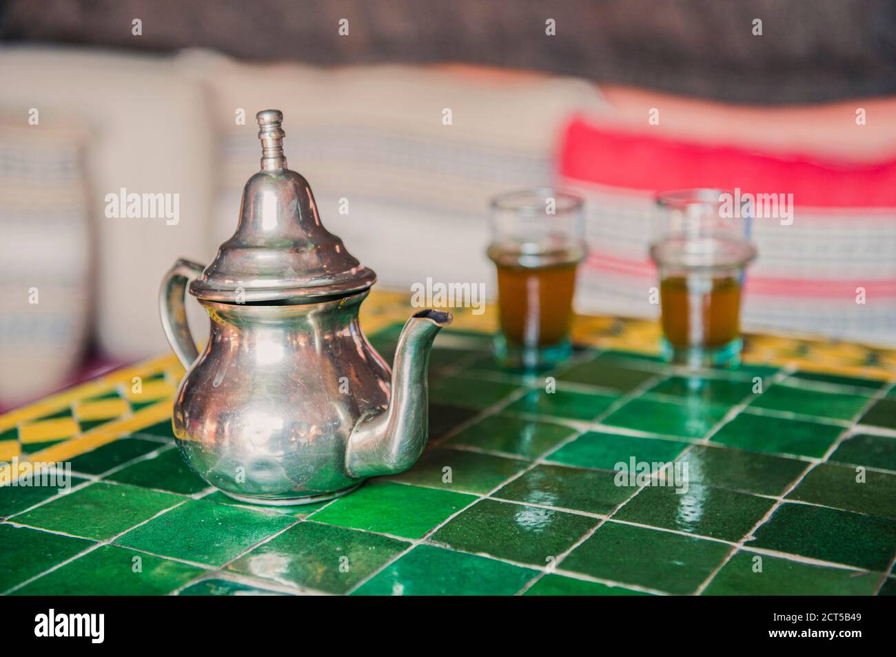 Photo of Moroccan mint tea pot at a cafe in Marrakech (Marrakesh ...