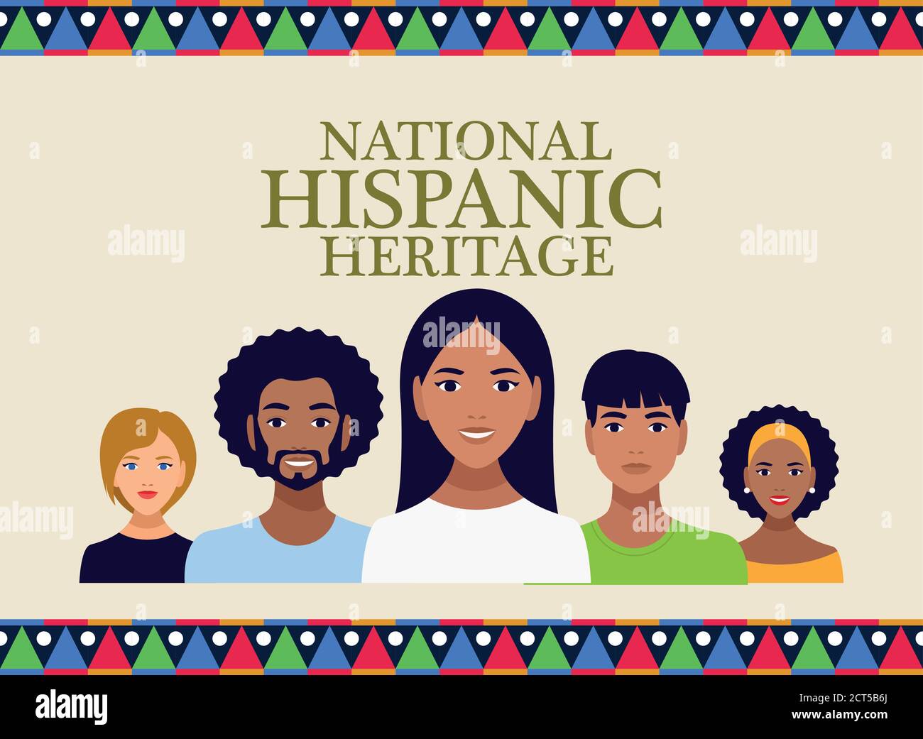 national hispanic heritage celebration with people and lettering vector ...
