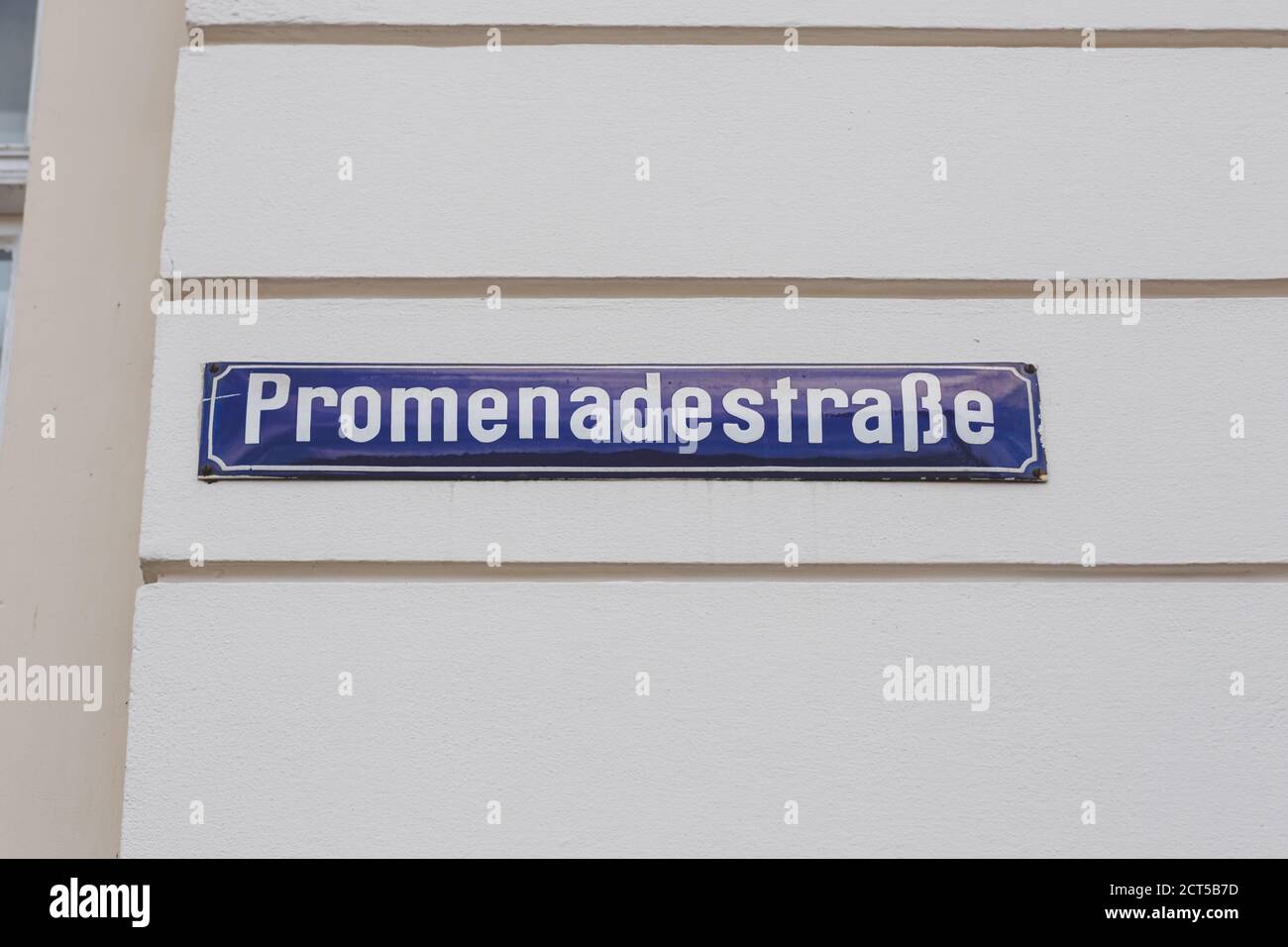 Promenadestrasse (eng. Promenade street) street name signs in Bamberg ...