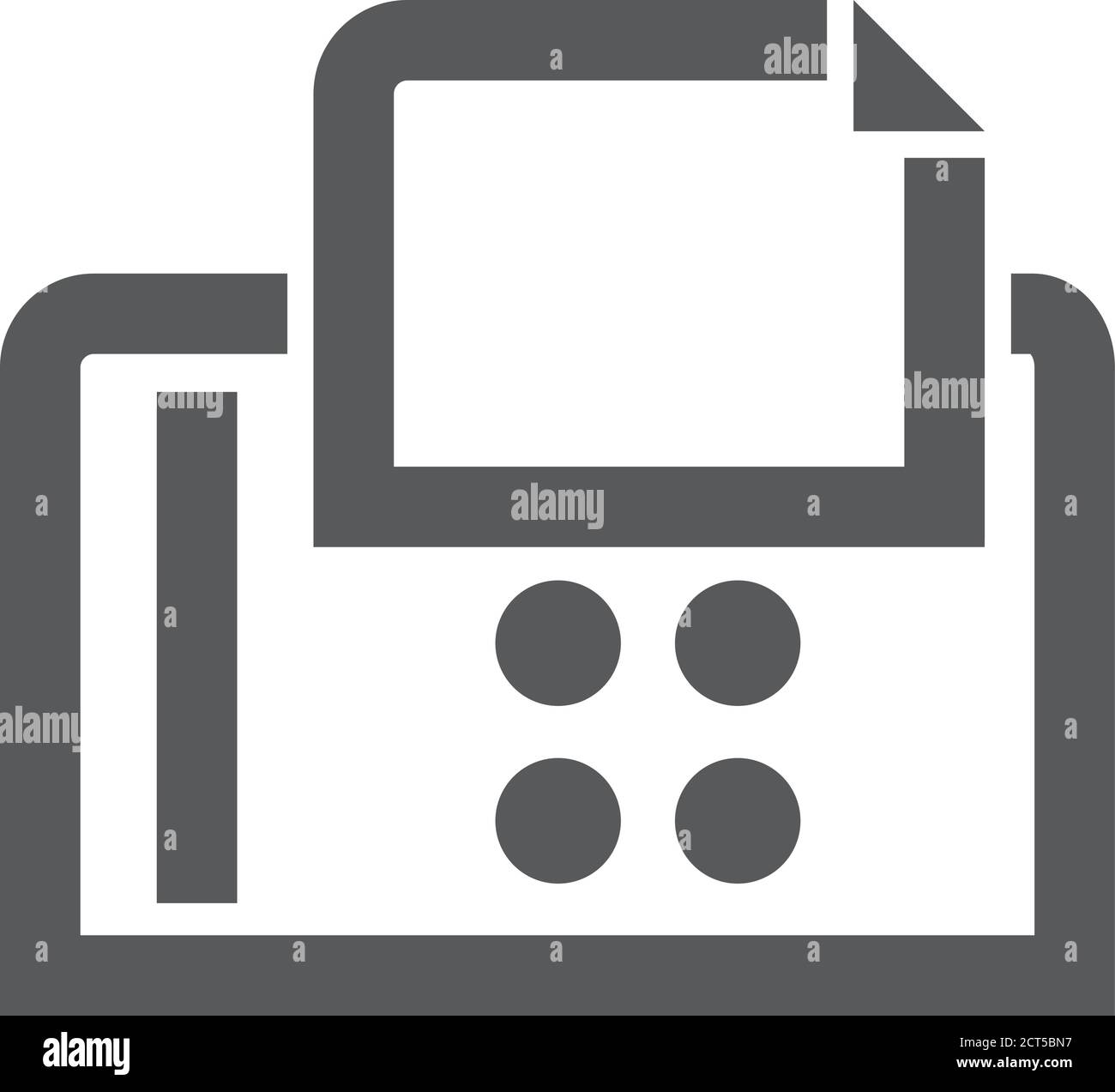 Facsimile icon in thick outline style. Black and white monochrome ...
