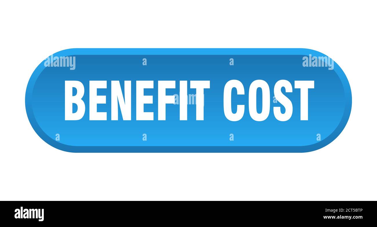 benefit cost button. rounded sign isolated on white background Stock ...