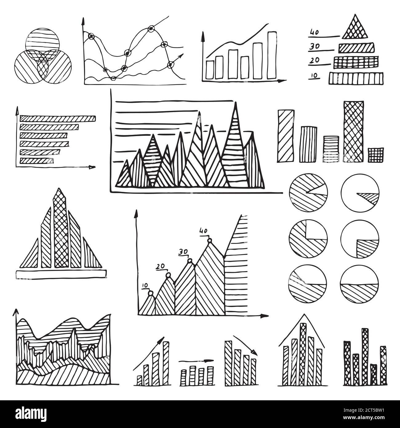 A set of hand drawn Charts Diagram and Graphic For infographic Stock ...