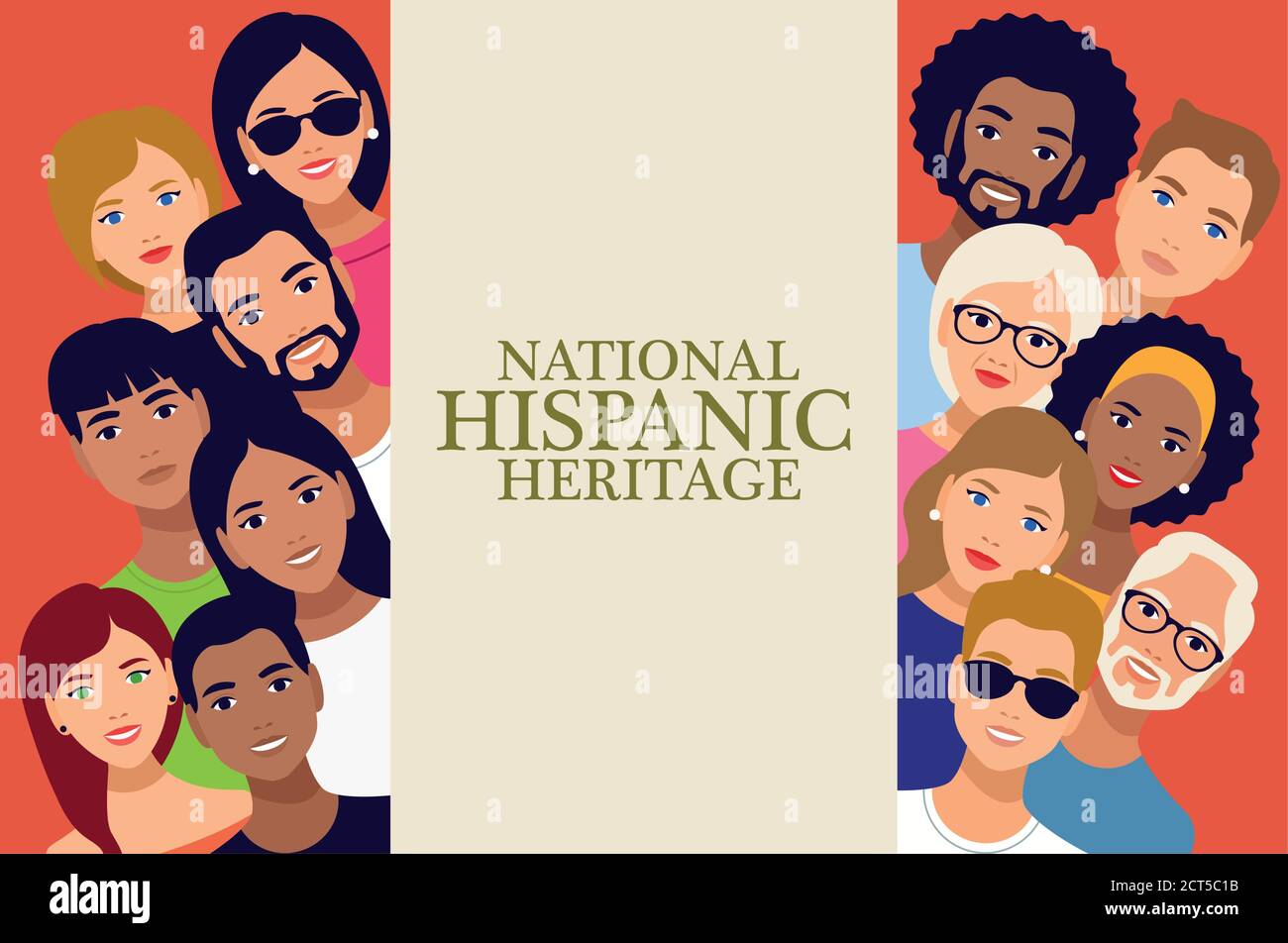 national hispanic heritage celebration lettering with people vector ...
