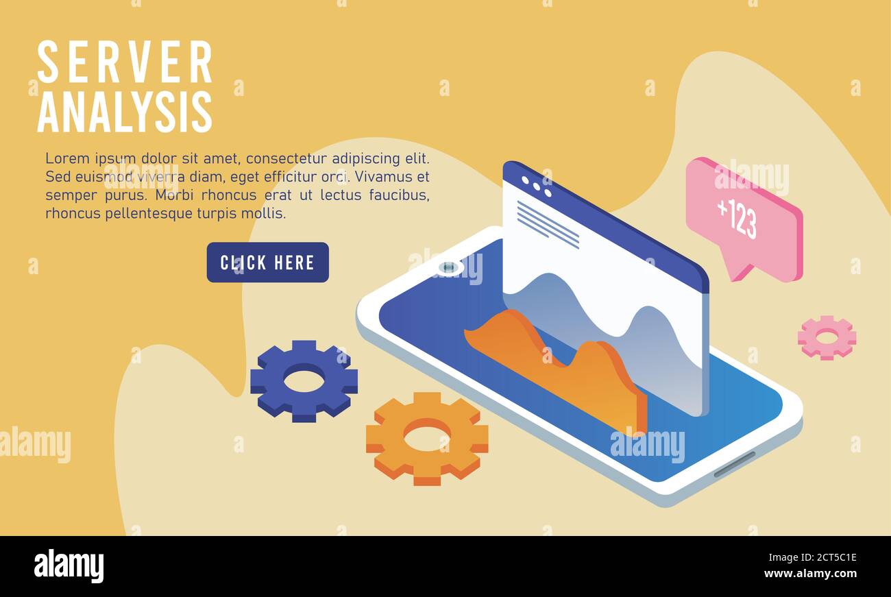 Data Analysis Tech With Webpage Template And Smartphone Devices Vector Illustration Design Stock